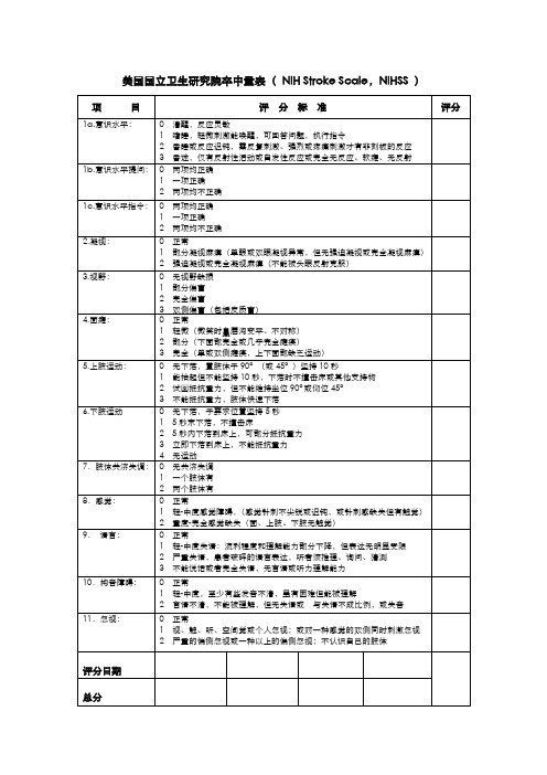 nihss评分量表临床意义 - 百度文库